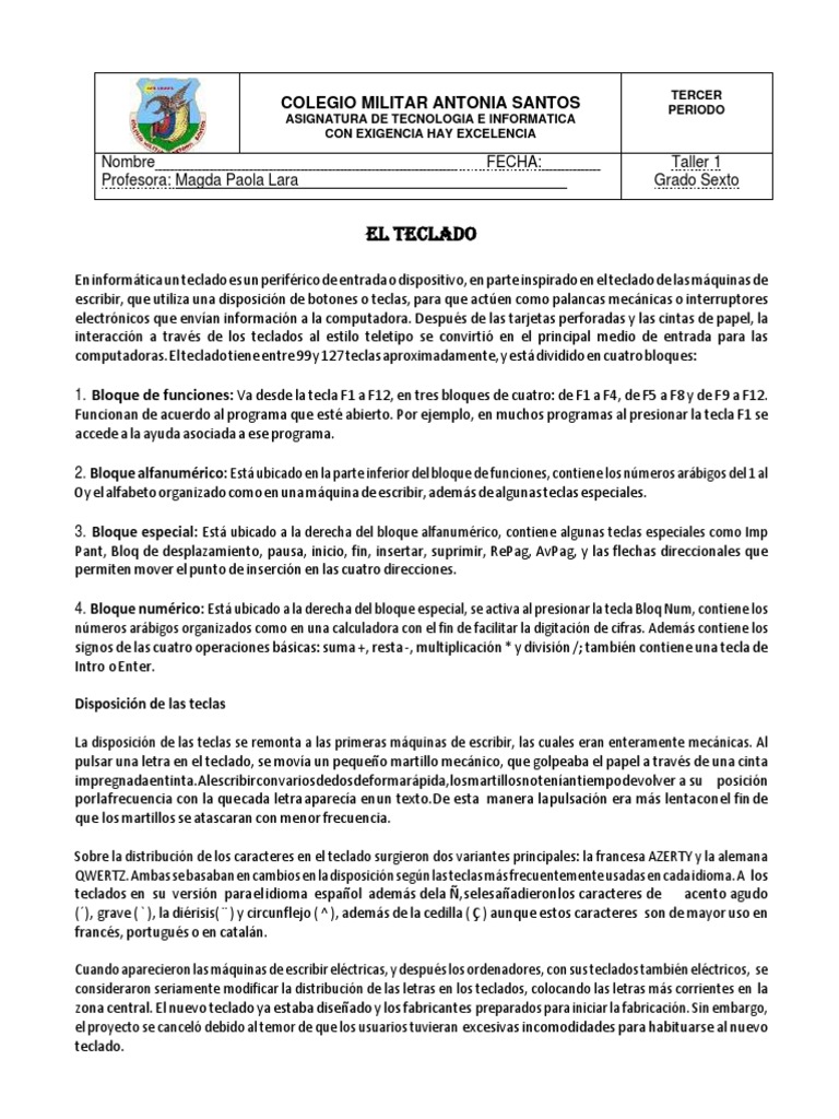 Guia Sobre El Tecl | PDF | Teclado | Máquina de escribir