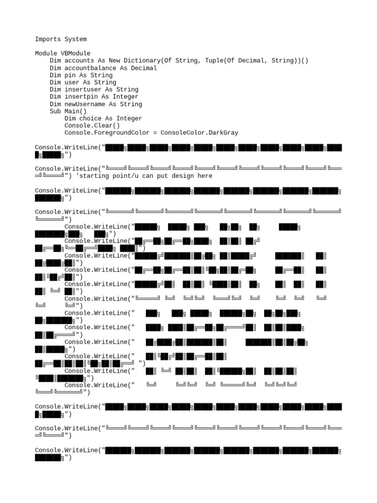 Atm Code 1 Pdf Computing Computer Programming