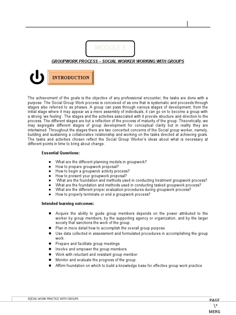 Module 5 - Groupwork Process Social Worker Working With Groups | PDF ...