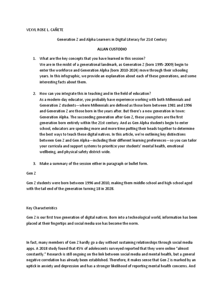 Generation Z and Alpha Learners in Digital Literacy For 21st Century | PDF | Social Media ...