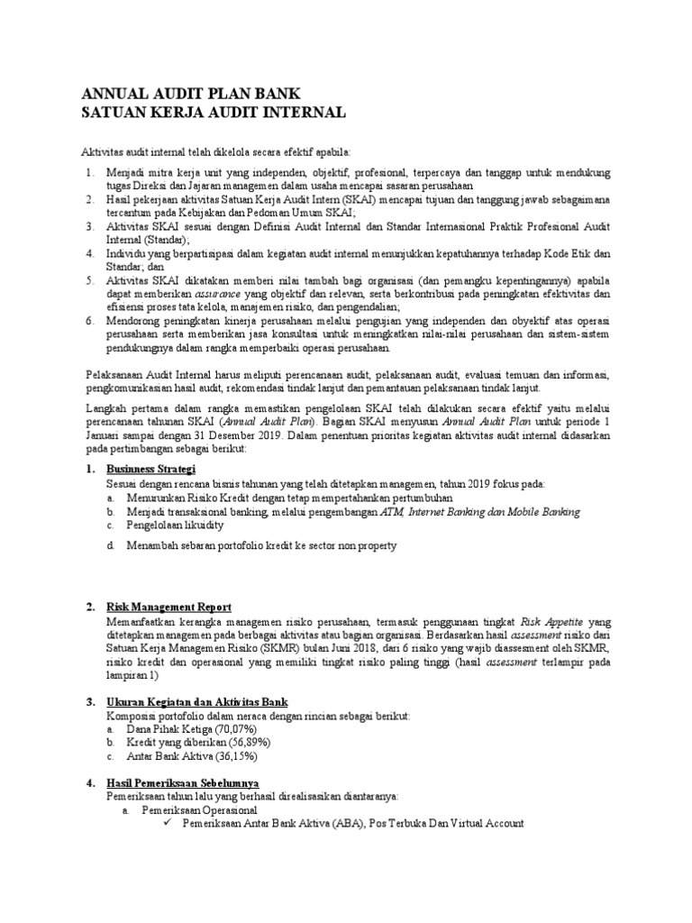 Annual Audit Plan 2019 | PDF | Karier & Perkembangan