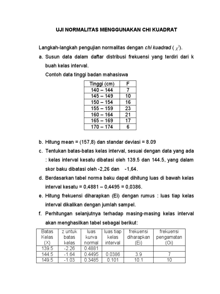 Uji Normalitas Menggunakan Chi Kuadrat | PDF