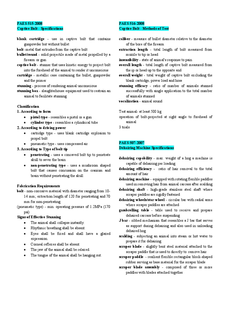 Slaughterhouse Equipment - SUMMARY | PDF | Cartridge (Firearms) | Gun ...