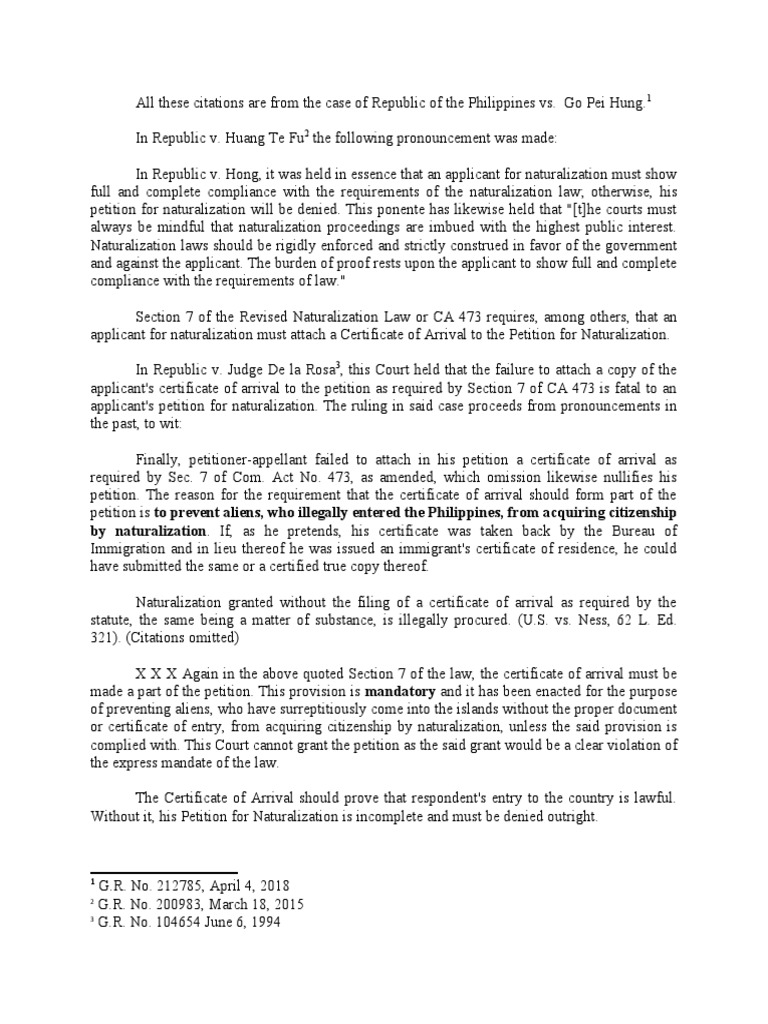 Jurisprudence in Re Naturalization | PDF | Naturalization | Refugee