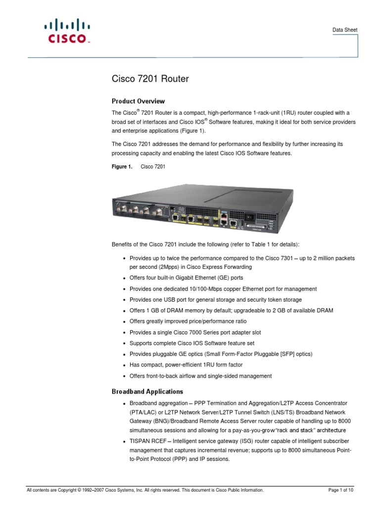 Product Data Sheet0900aecd80630b58 | PDF | Router (Computing ...