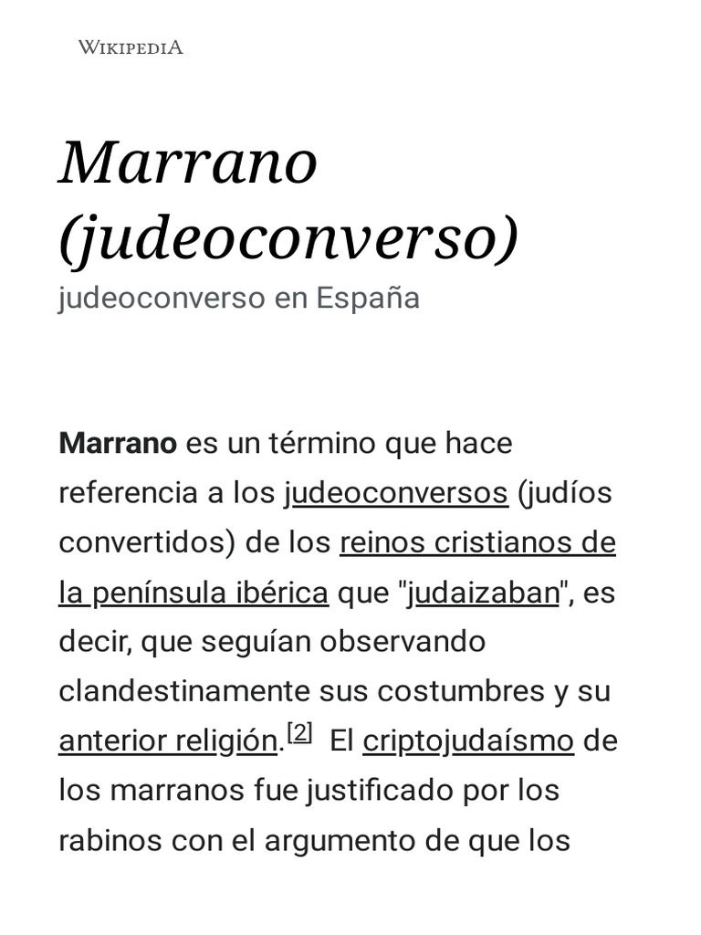 Marrano (Judeoconverso) : Judeoconverso en España | PDF | Judios y ...