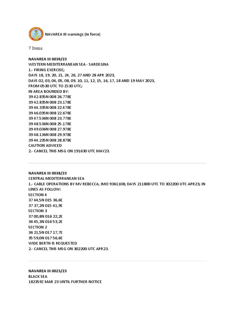 Navarea III 25.04.2023 | PDF | Transport | Ships