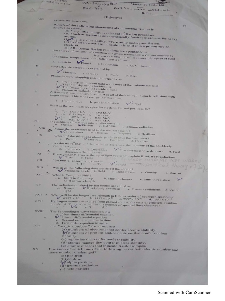 Modern Physics Past MCQ | PDF