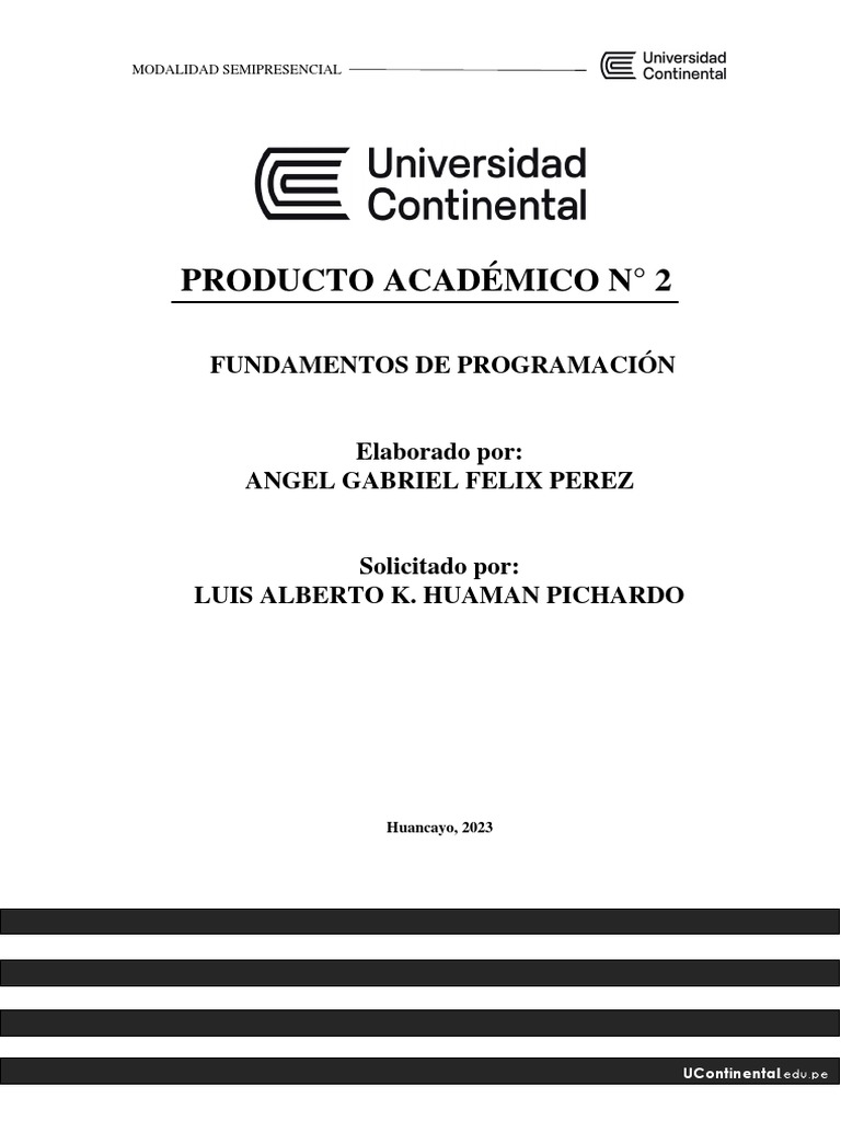 Producto Académico #2 - Fundamentos de Programación | Descargar gratis PDF | Ingeniería de ...