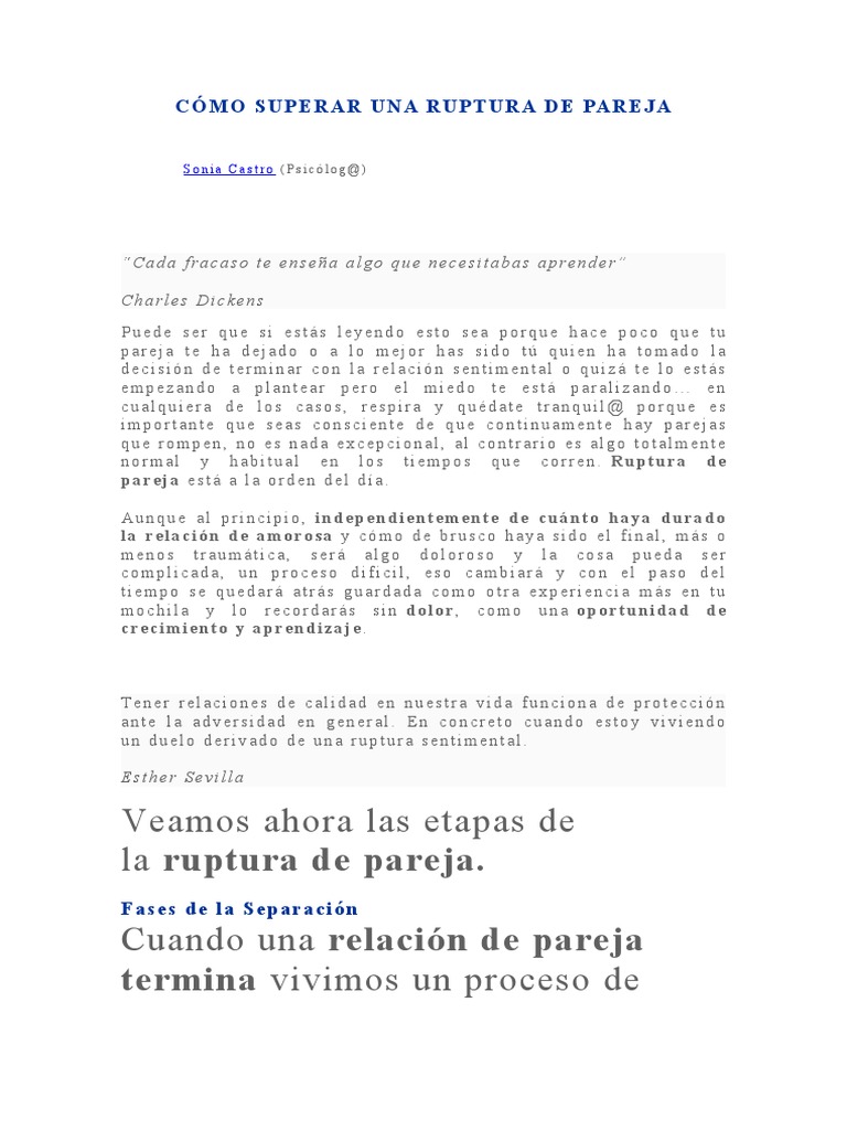 Cómo Superar Una Ruptura de Pareja | PDF | Dolor | Ira