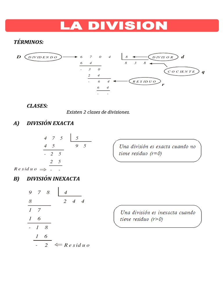 La Division y Sus Clases para Tercero de Primaria | PDF