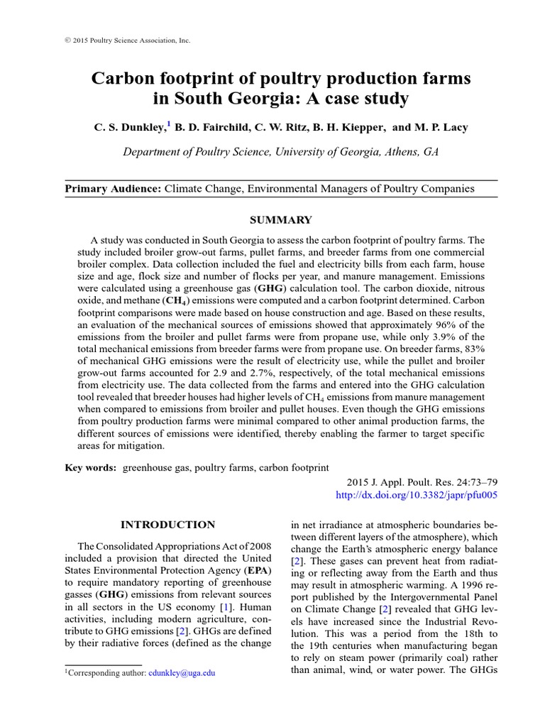 Carbon Footprint of Poultry Production Farms | PDF | Greenhouse Gas ...
