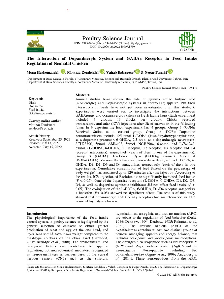 Poultry Science Journal | PDF