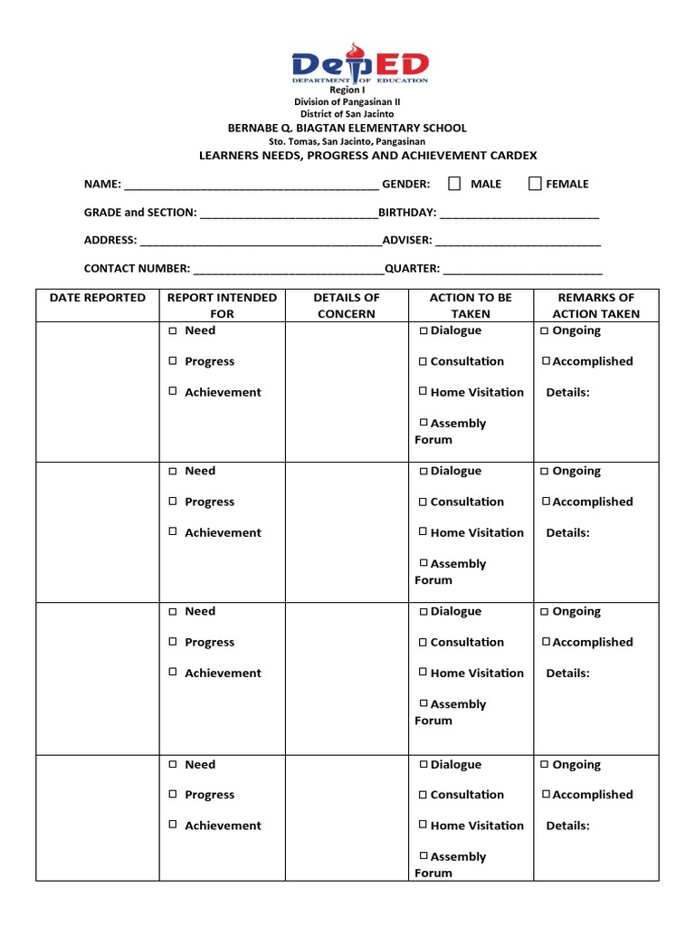 Parents Communication Cardex | PDF | Parent