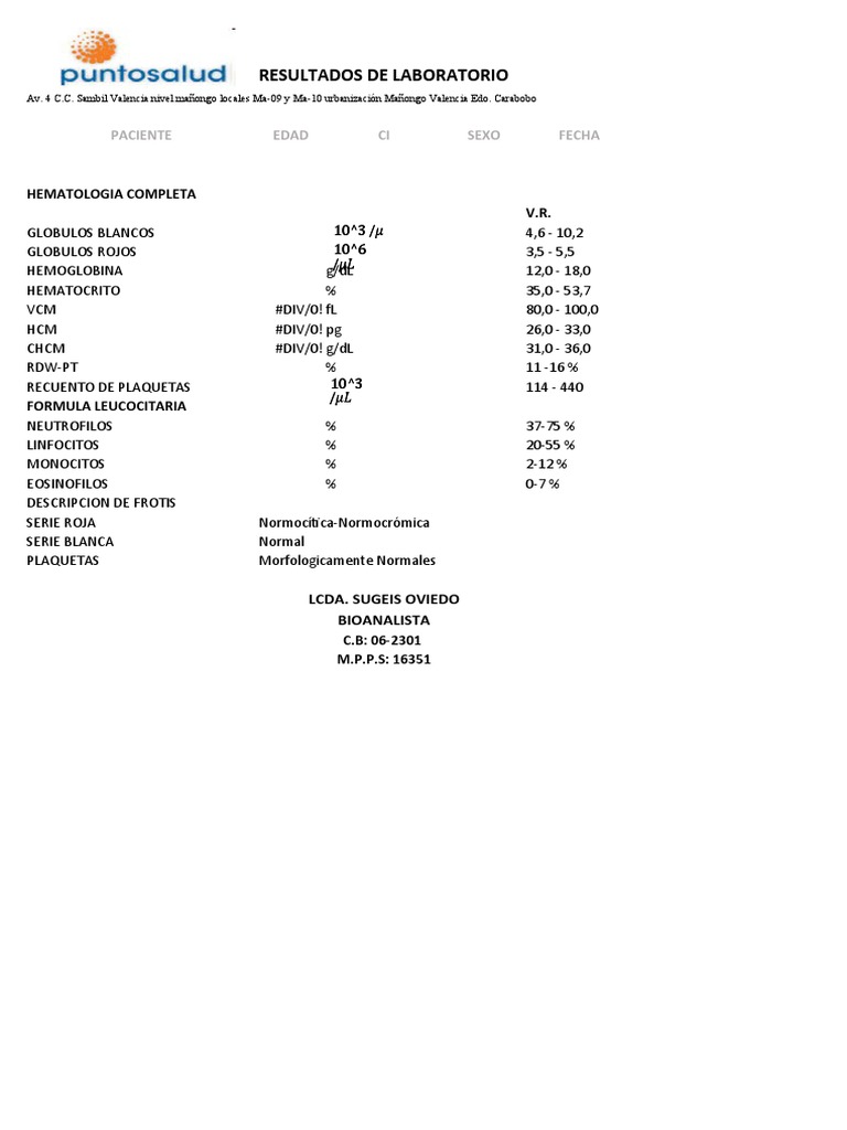 Formato para Transcripción de Resultados Resultados Manual | PDF | Leucocito | Colesterol