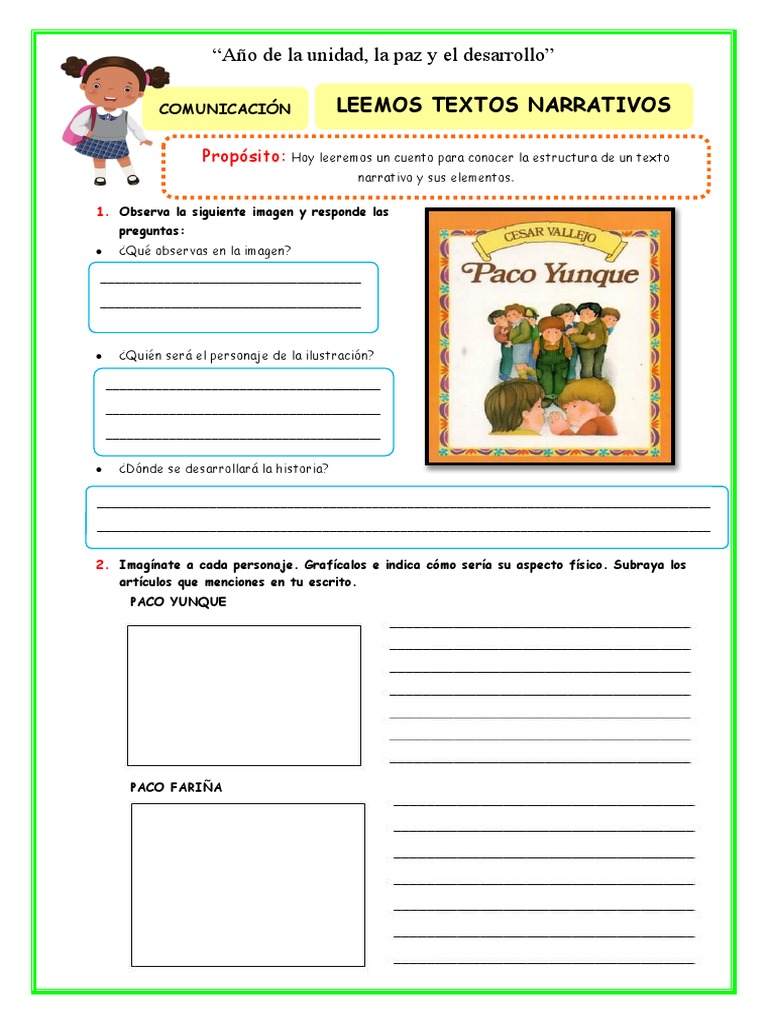 Ficha-Lun-Com-Leemos Textos Narrativos | PDF