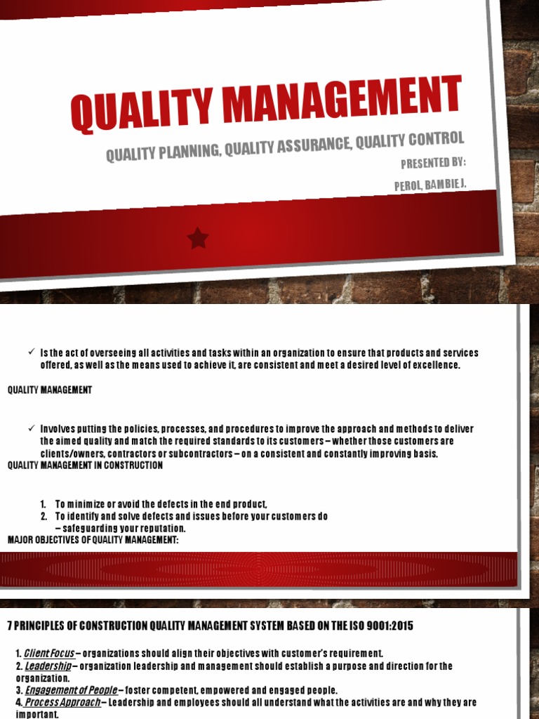 Quality Management Quality Assurance Quality Control | PDF | Quality ...