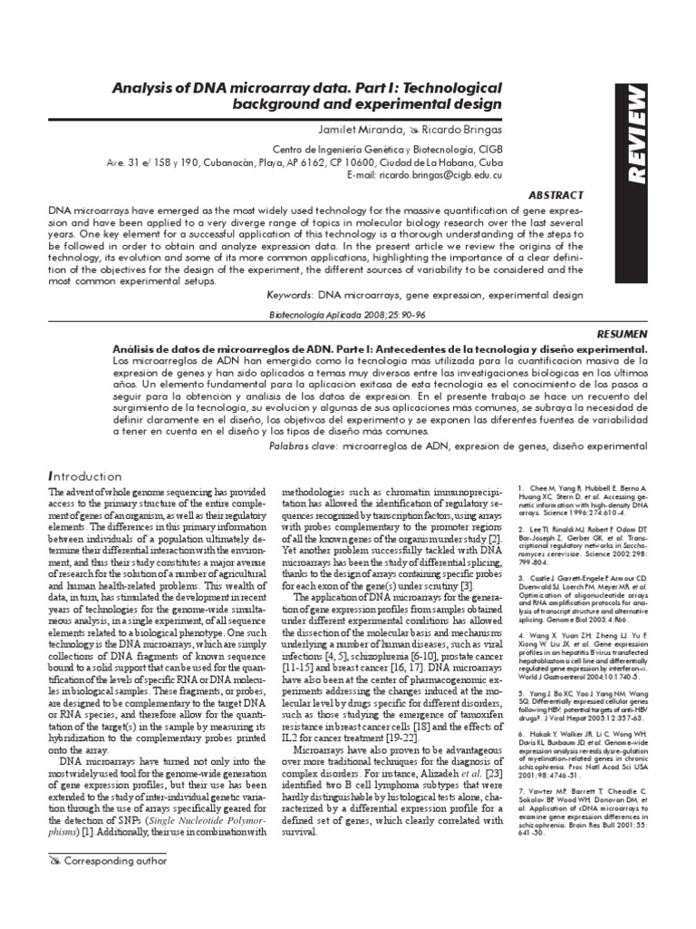 Analysis of DNA Microarray Data | PDF | Bioquímica | Química