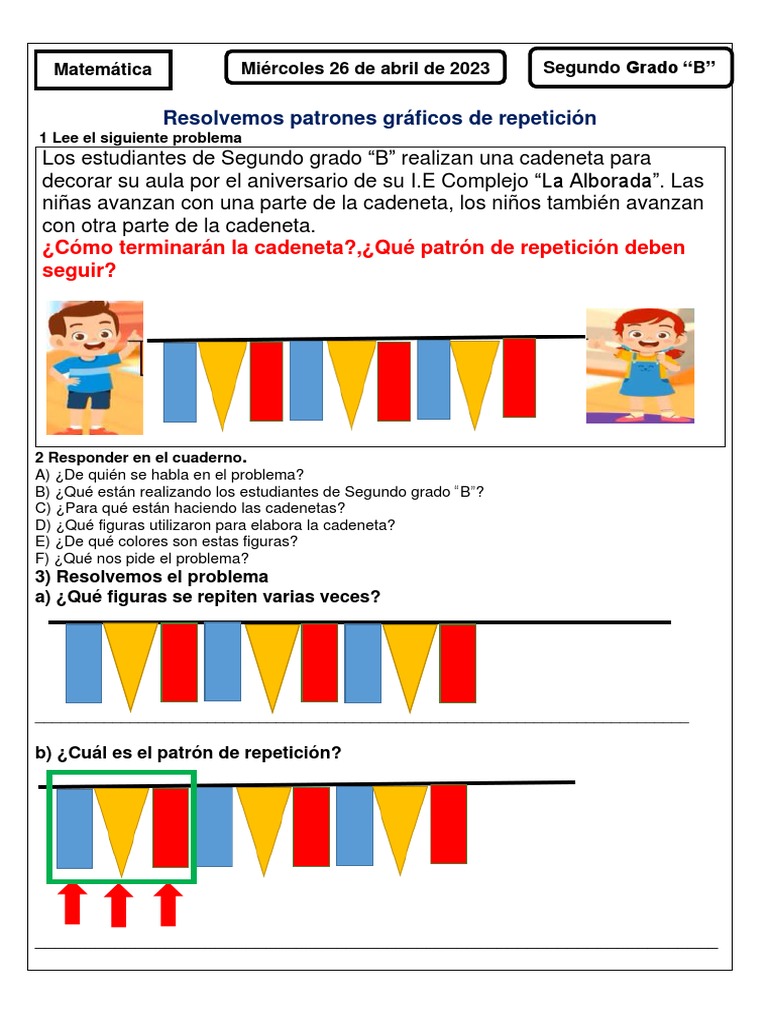 FICHA 04 DE MATEMÁTICA Resolvemos Patrones Gráficos de Repetición | PDF | Métodos y materiales ...