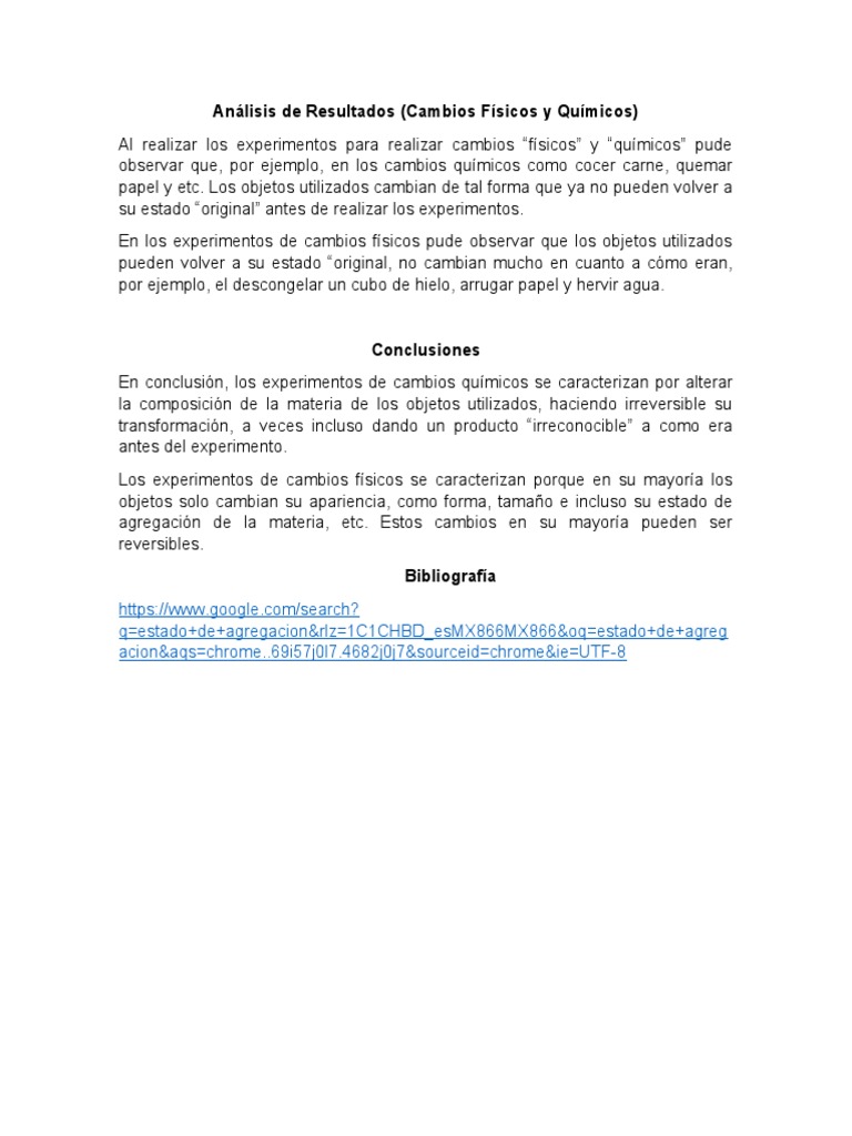Cambios Físicos y Químicos: Análisis | PDF