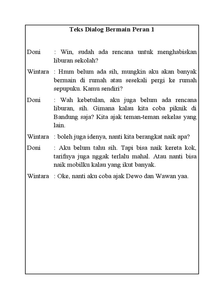 Teks Dialog Bermain Peran | PDF