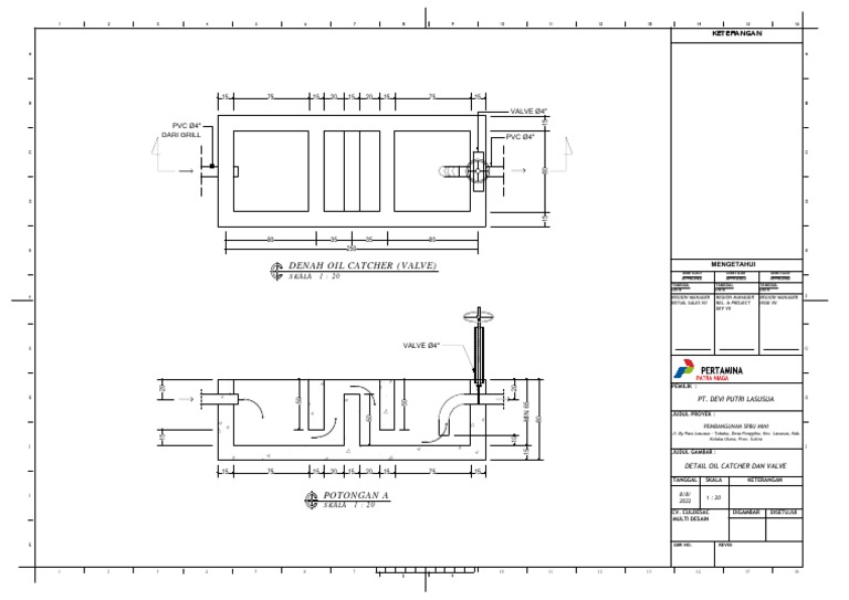 Denah Oil Catcher (Valve) : Skala 1: 20 | PDF