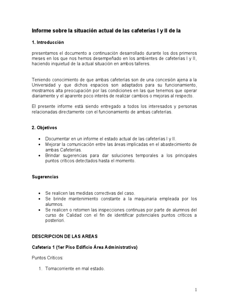 INFORME de Establecimiemtomde Comidas | PDF | Comida y bebida | Alimentos