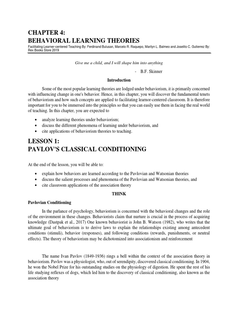 Learner Centered Teaching | PDF | Classical Conditioning | Behaviorism
