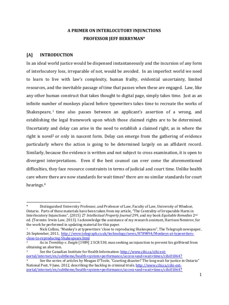 001-APPEAL-INTERLOCUTORY-A Primer On Interlocutory Injunctions | PDF ...