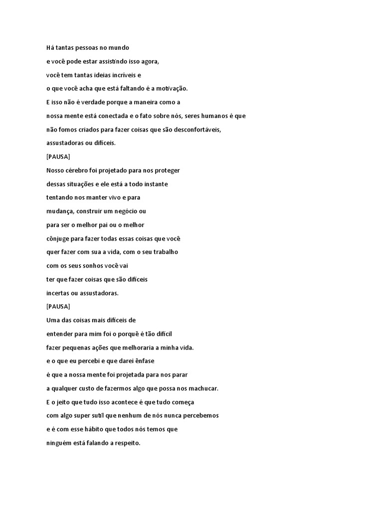 Mel Robbins Portuguese Script | PDF | Cérebro | Vida