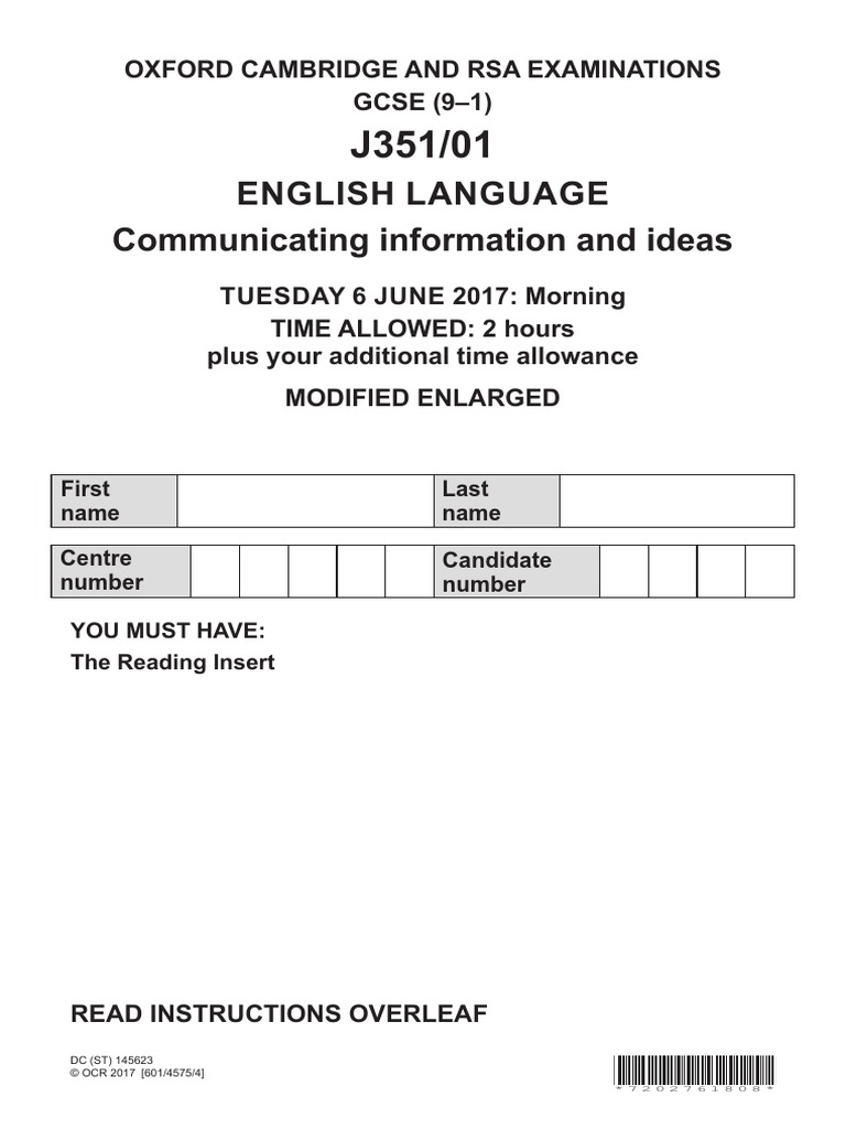 Question Paper J351 01 Communication Information and Ideas Modified ...