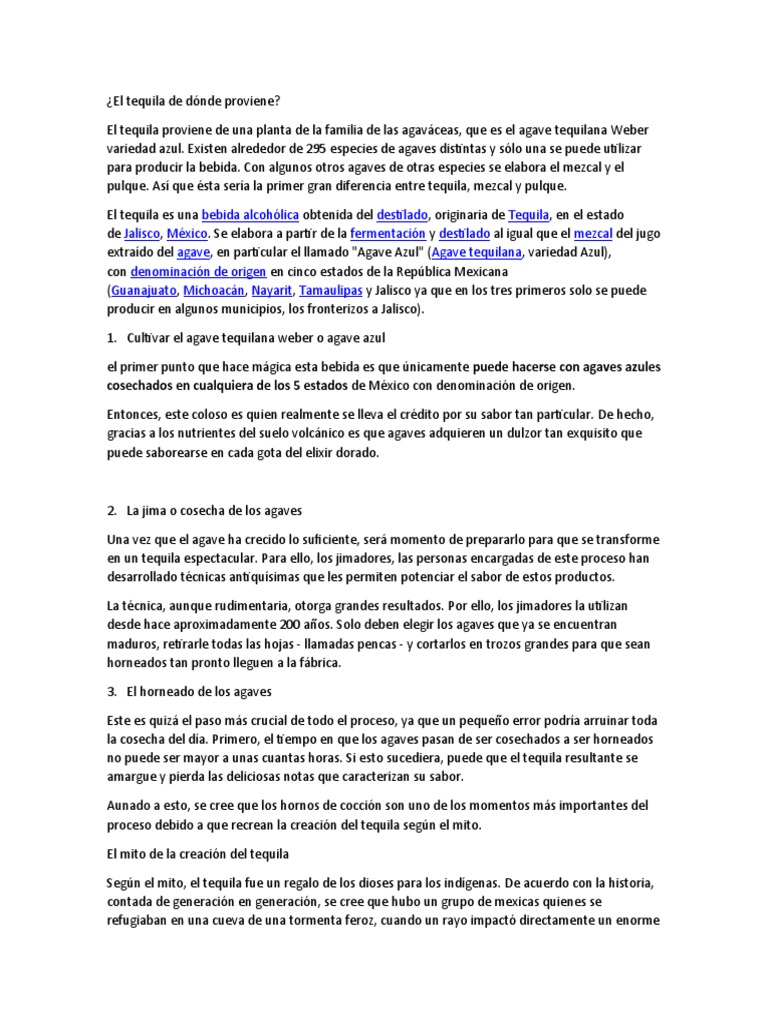 Tequila | PDF | Comida y bebida | Bebidas alcohólicas