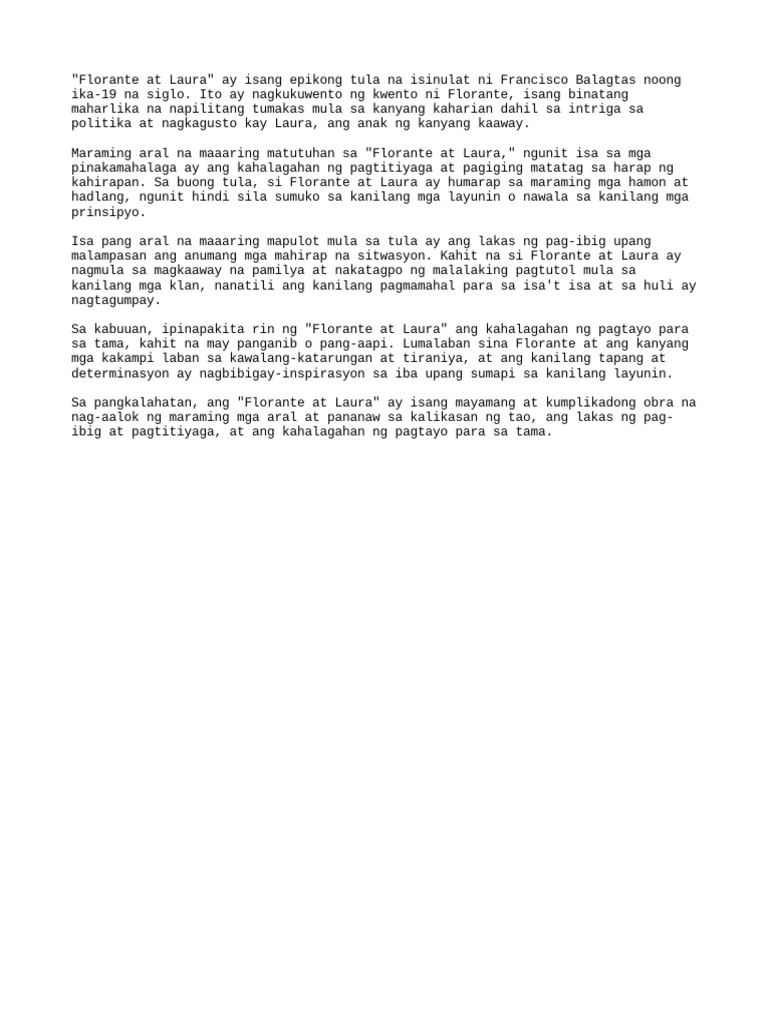 Ano Ang Aralin Sa Florante at Laura-Ref File | PDF