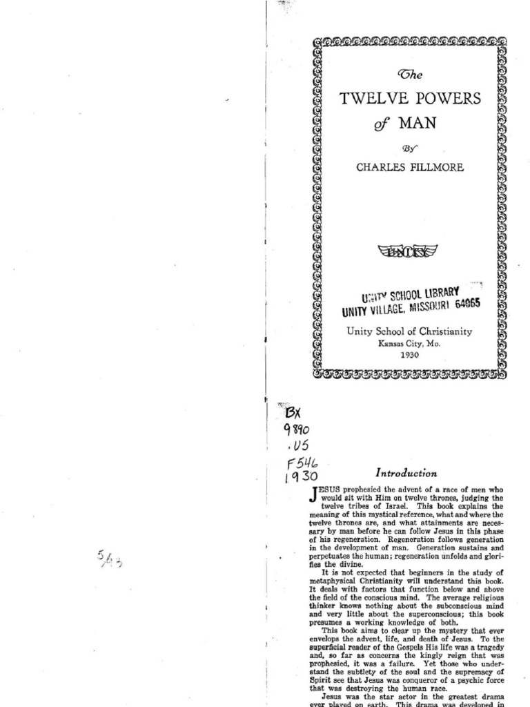 Charles Fillmore Twelve Powers of Man 1930 | PDF | Jesus | Soul