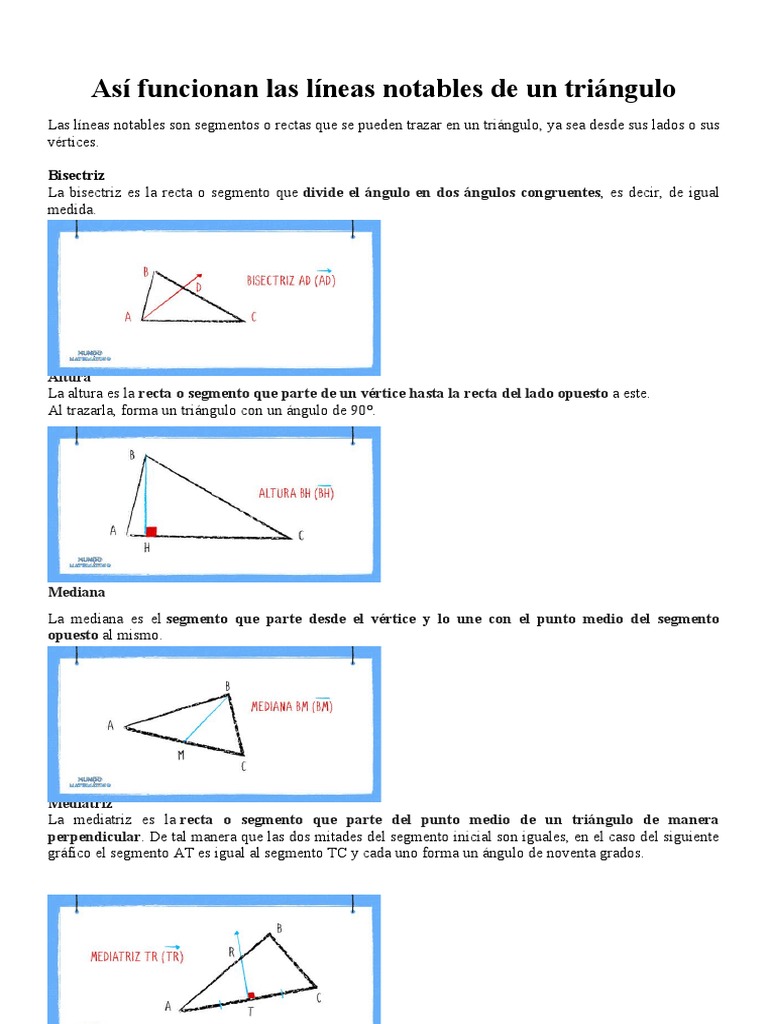 Líneas Notables de Un Triángulo | PDF | Triángulo | Geometría