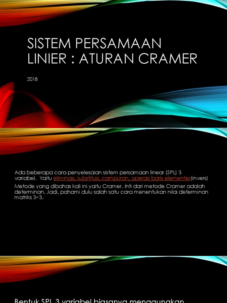 Sistem Persamaan Linier Aturan Cramer | PDF | Metode & Bahan Ajar