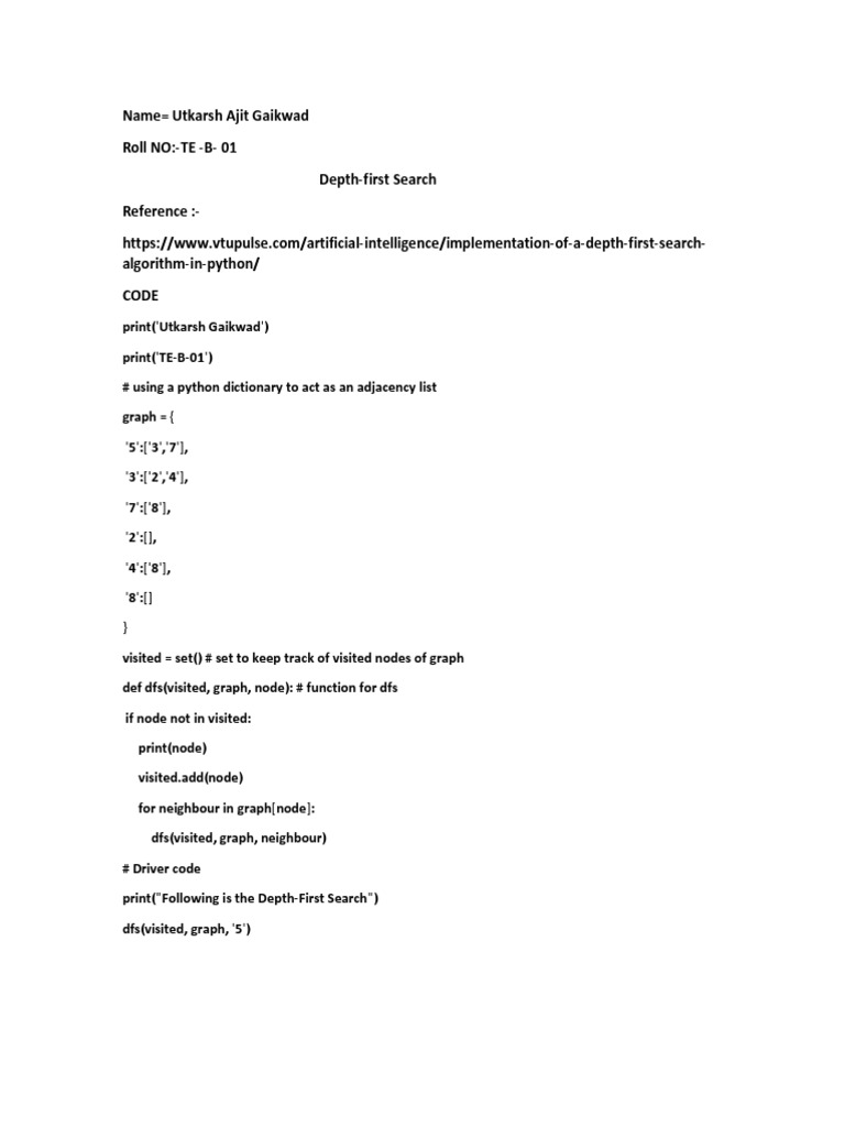 Python DFS Implementation Example | PDF | Computers