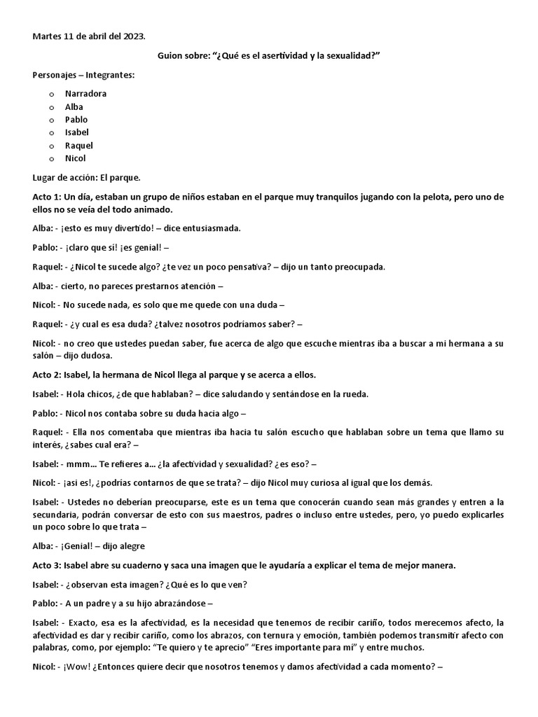Guion Sobre La Afectividad y La Sexualidad | PDF | Sexualidad | Rachel