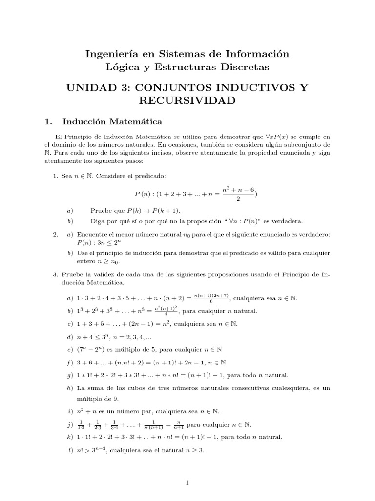 Inducción y Recursividad Matemática | PDF | Lógica matemática | Lógica