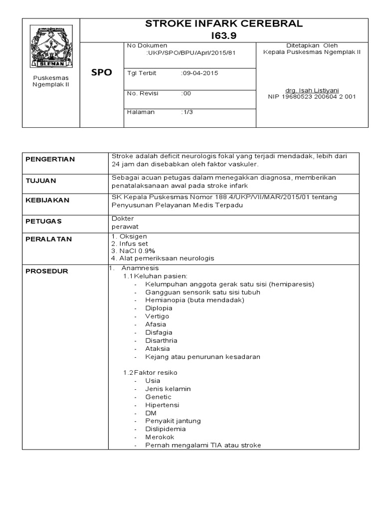 Prosedur Penanganan Infark Cerebral | PDF | Sains & Matematika