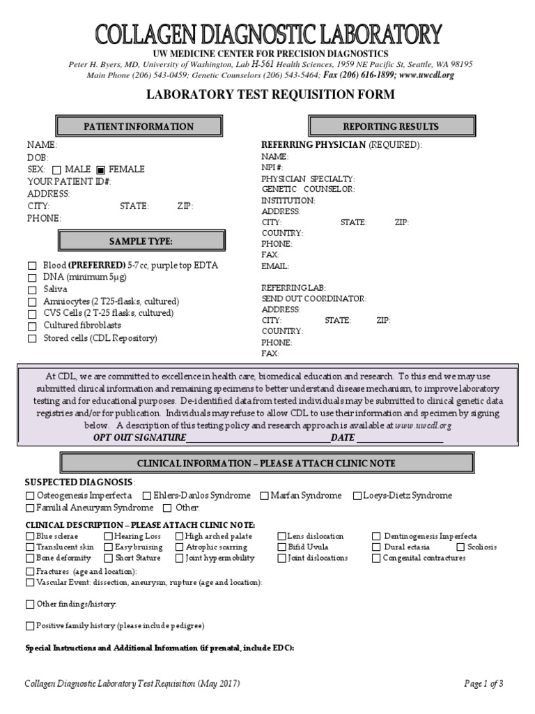 Laboratory Test Requisition | PDF | Medicine | Diseases And Disorders