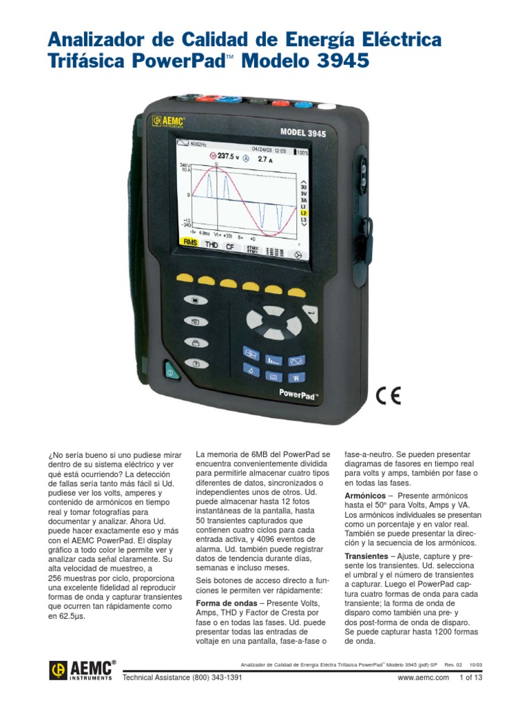 AEMC 3945-SP-catalogo | PDF | Energia electrica | Armónico