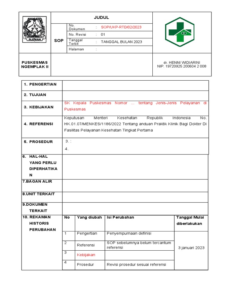 Template SOP PKM Ngemplak II | PDF