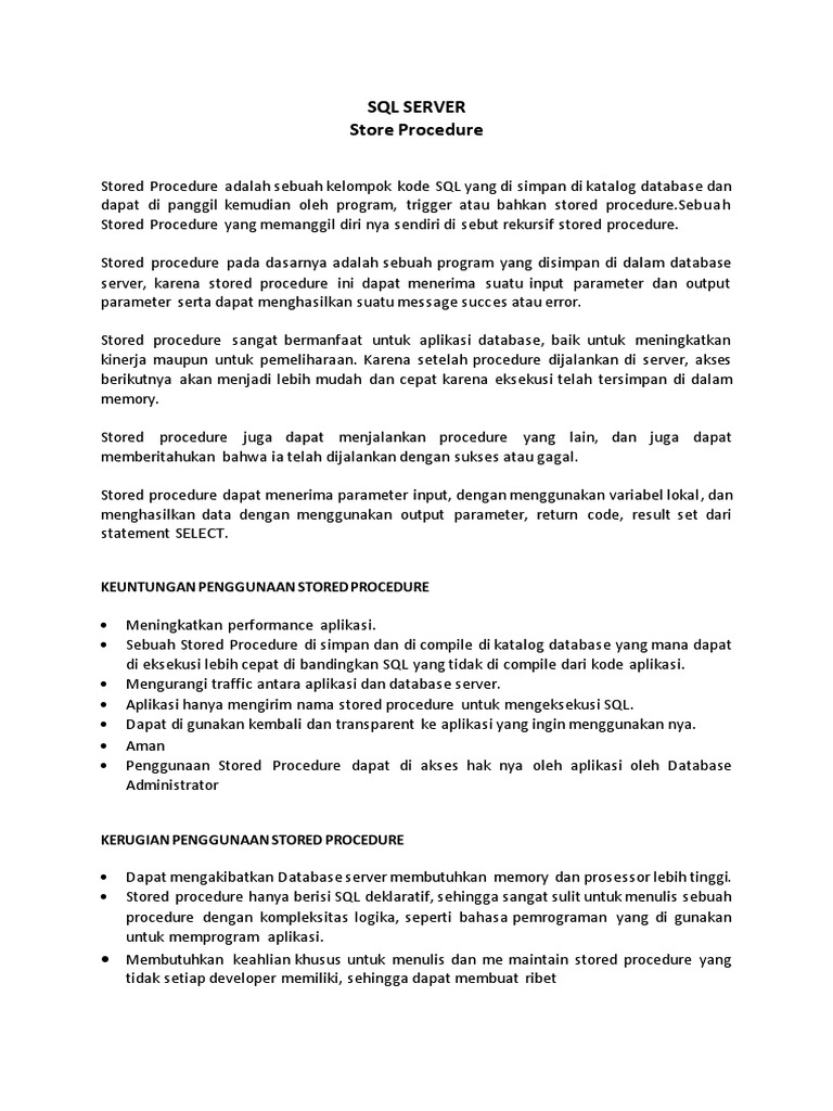 SQL SERVER Store Precedure | PDF