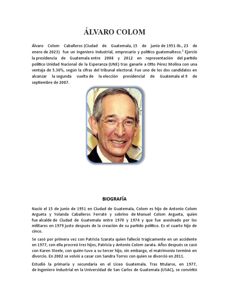 Biografía de Álvaro Colom Caballeros | PDF | Guatemala | Gobierno