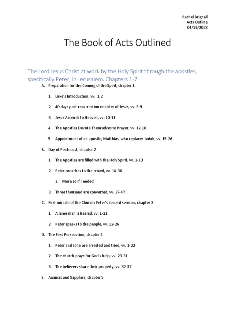 Acts Outline: Paul's Missionary Journeys | PDF | Paul The Apostle ...