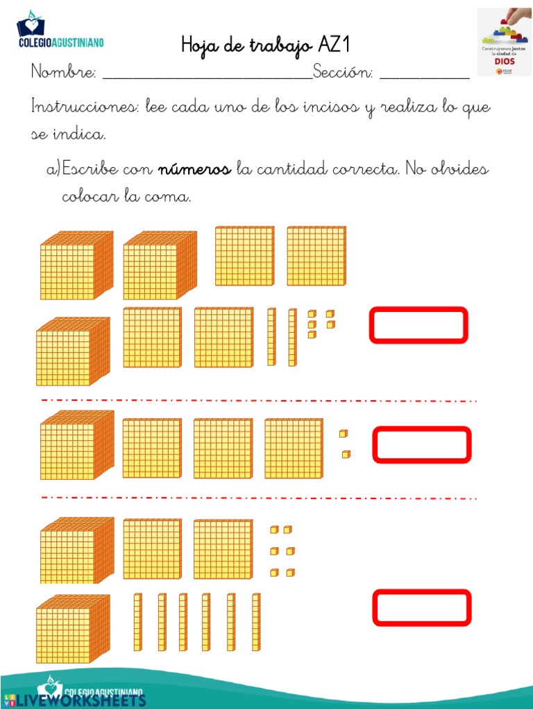 Hoja de trabajo para practicar la escritura y lectura de números, así ...