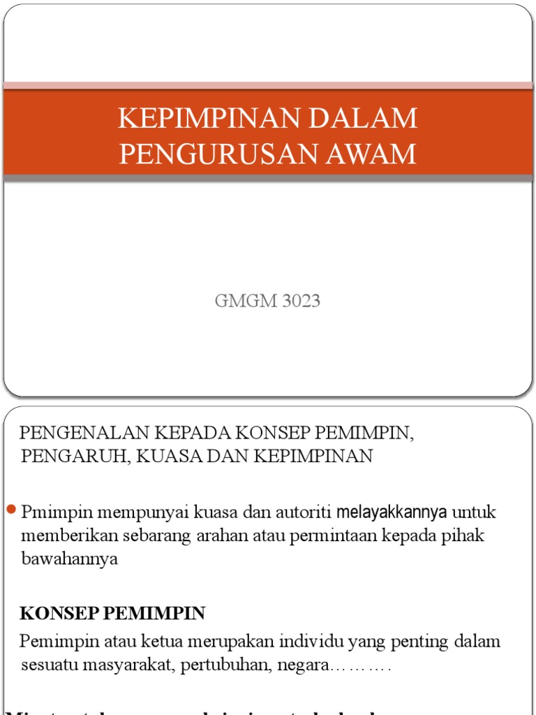 Kepimpinan Dalam Pengurusan Awam: GMGM 3023 | PDF