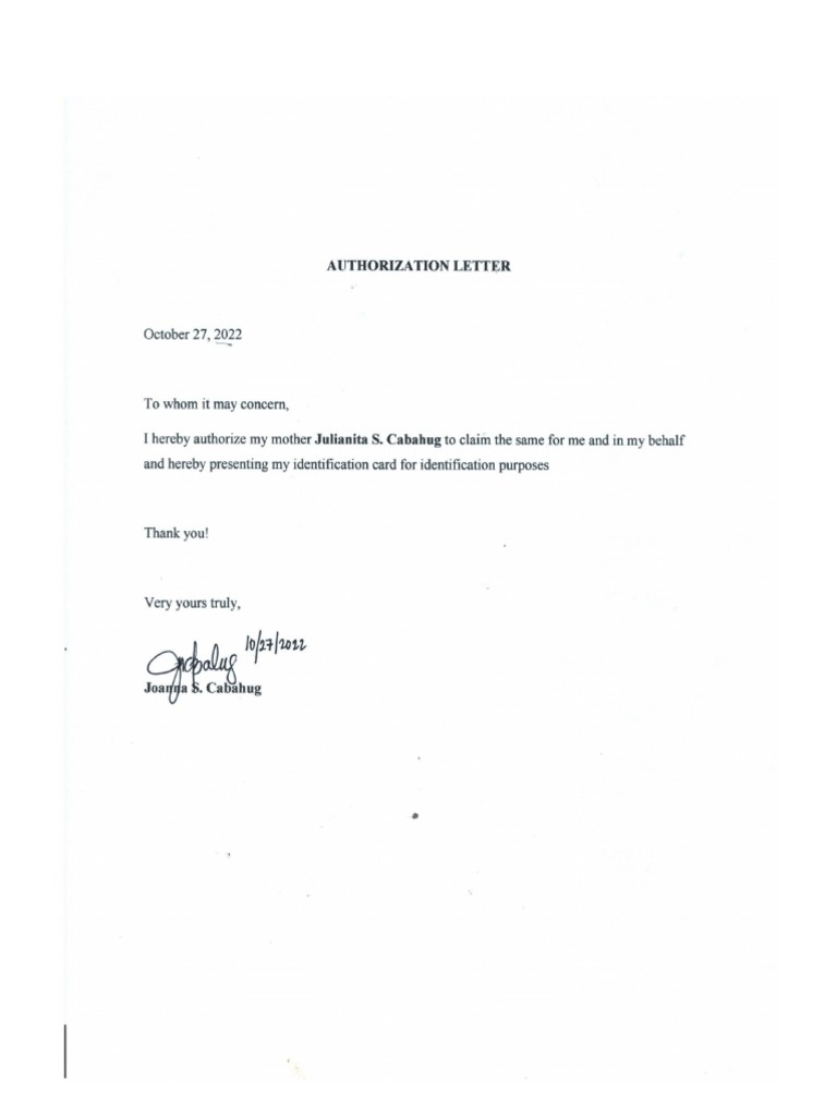 Authorization Letter | PDF
