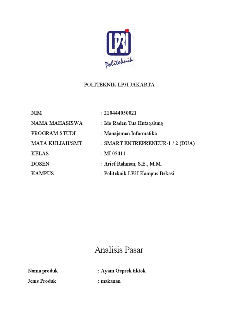 Ido Raden Tugas KWU Analisis Pasar | PDF